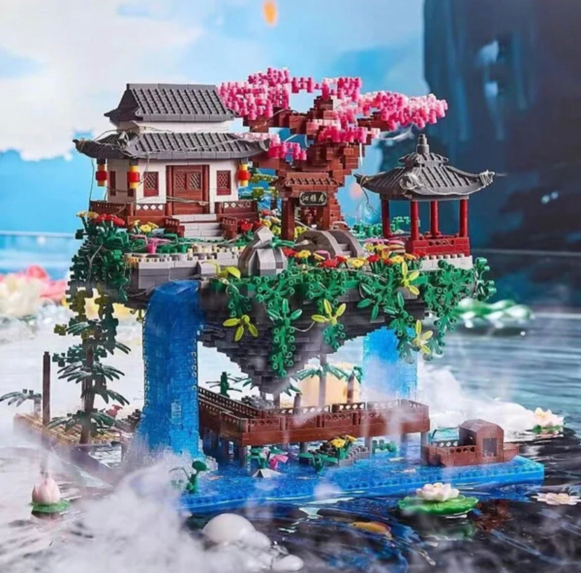 Sakura Waterfall Lego Puzzle – Tsukimi.co